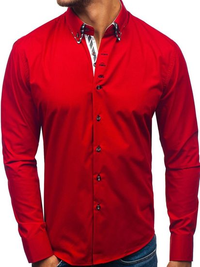 Camisa de manga larga roja para hombre Bolf 3762 ROJO