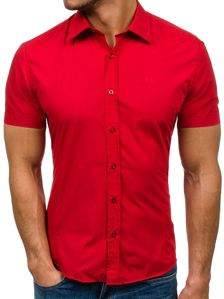 Camisa elegante de manga corta para hombre rojo Bolf 7501 ROJO