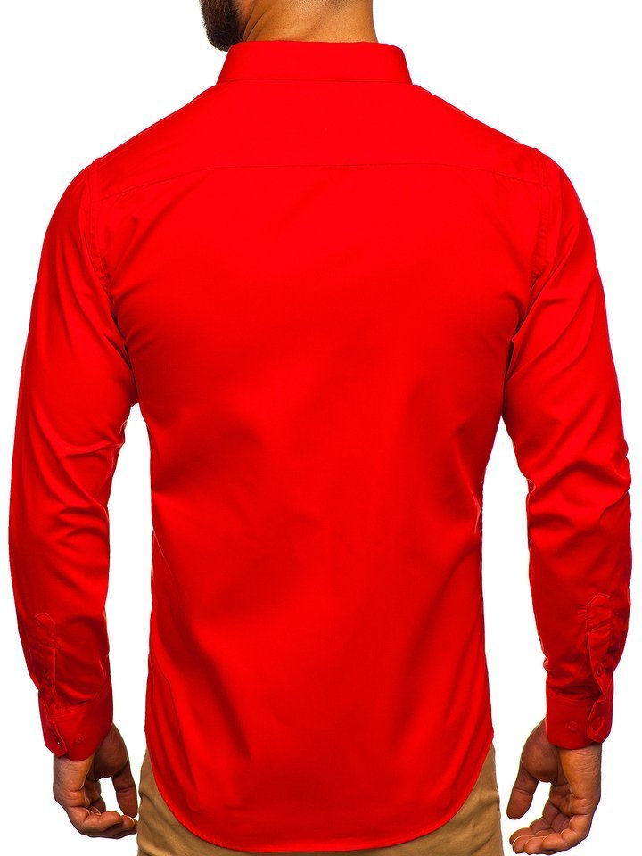 Camisa elegante de manga larga para hombre rojo Bolf 0001 ROJO