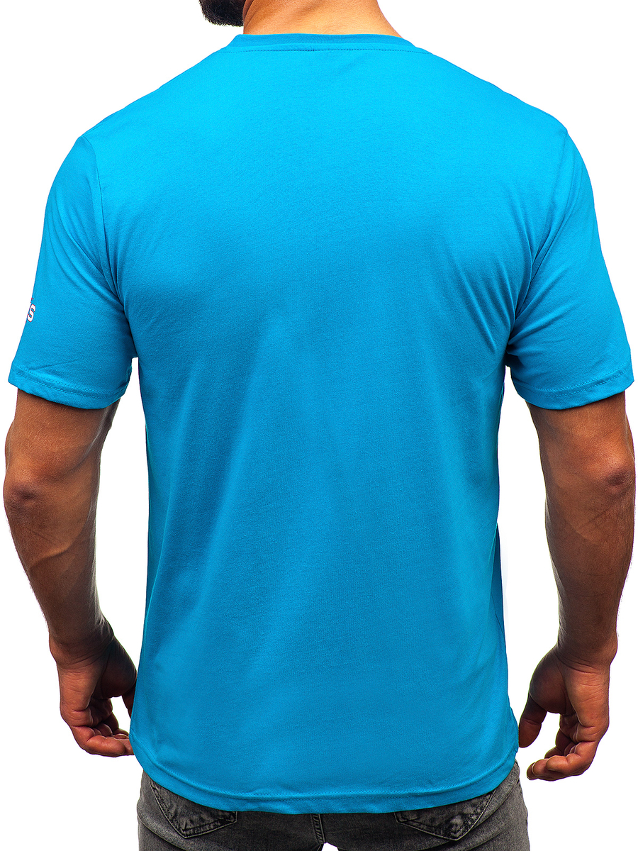 Camiseta algodón de manga corta para hombre azul turquesa Bolf 14741 ...