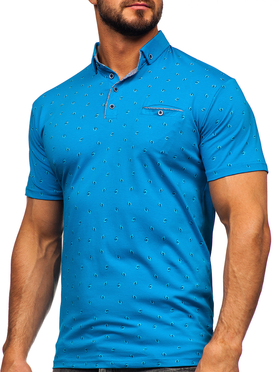 Camiseta polo de manga corta para hombre azul turquesa Bolf 192657 TURQUESA
