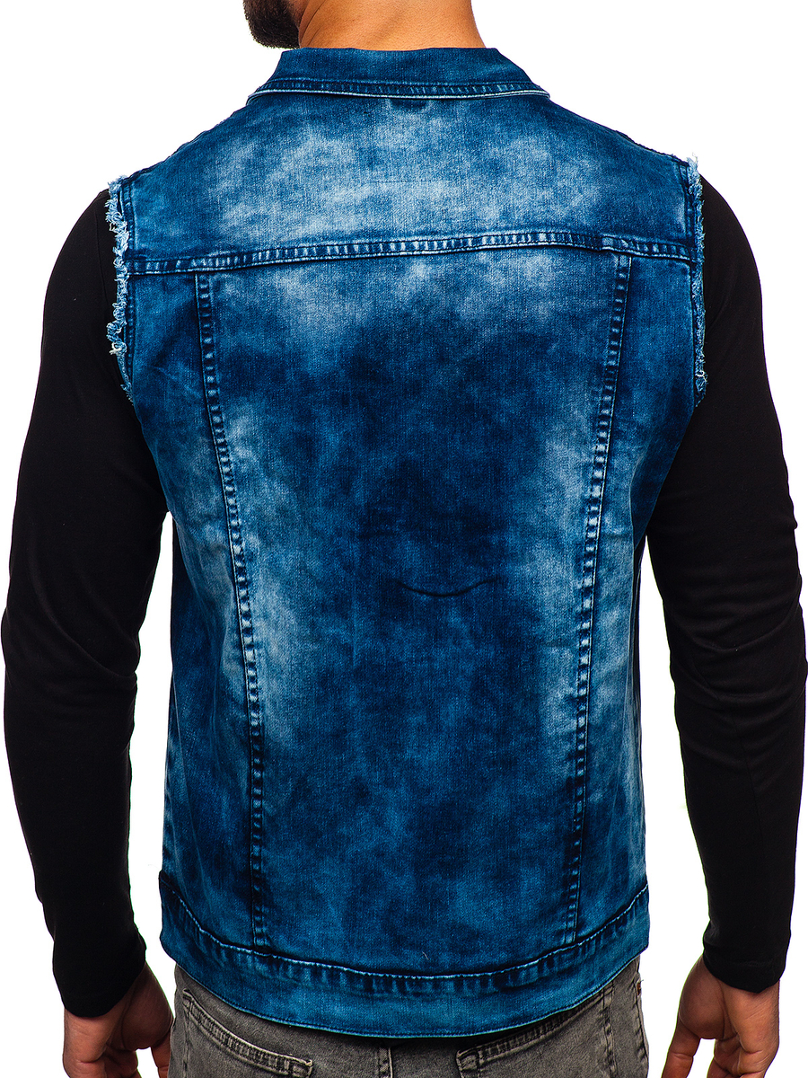 Chaleco vaquero para hombre azul oscuro Bolf G115