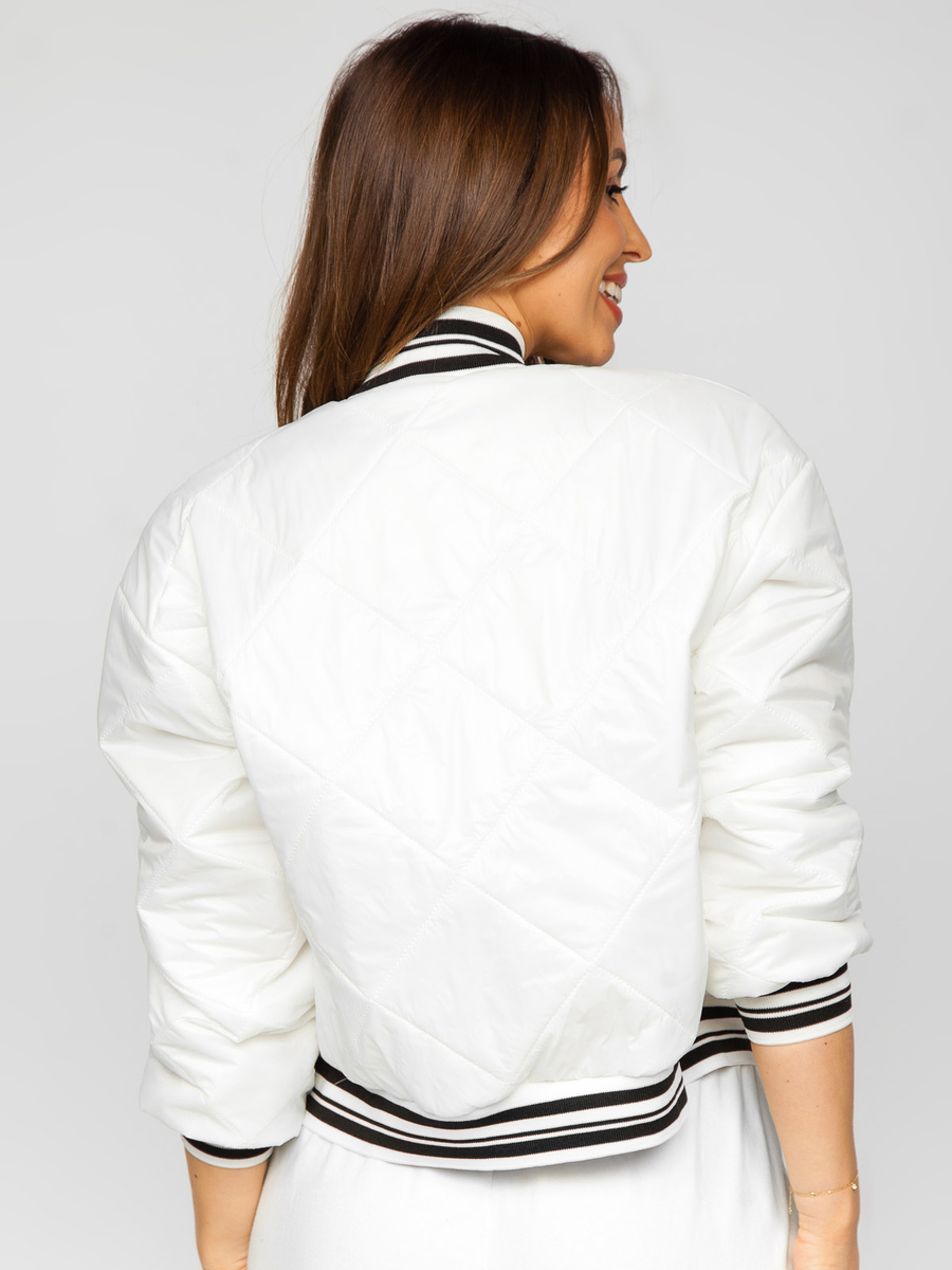 Chaqueta acolchada de entretiempo bomber para mujer blanco Bolf 82556 BLANCO