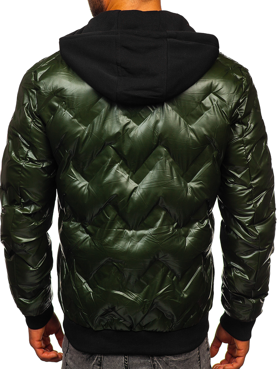 Chaqueta bomber de invierno con capucha para hombre color verde Denley ...