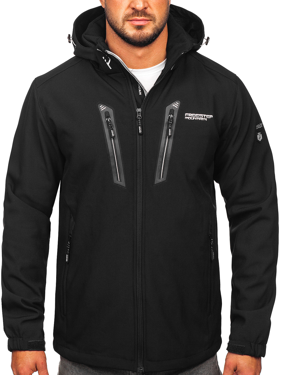 Chaqueta softshell para hombre negro-plateado Bolf WX086