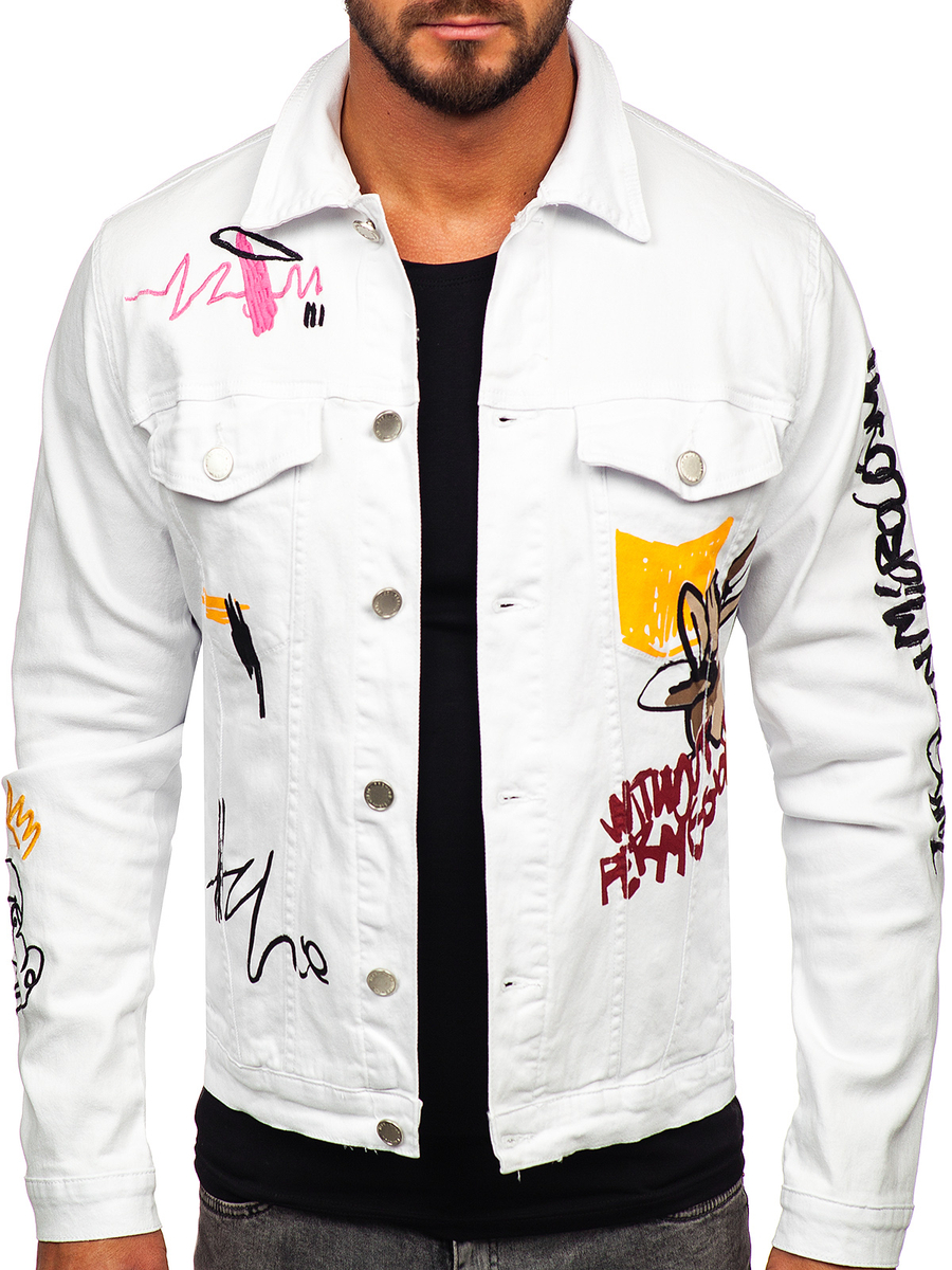 Chaqueta vaquera para hombre blanco Bolf G118