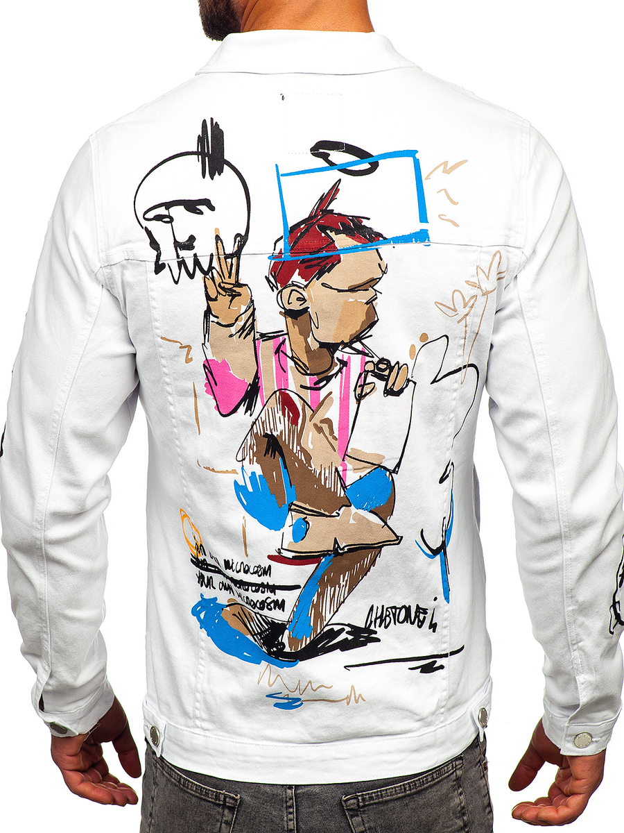 Chaqueta vaquera para hombre blanco Bolf G118