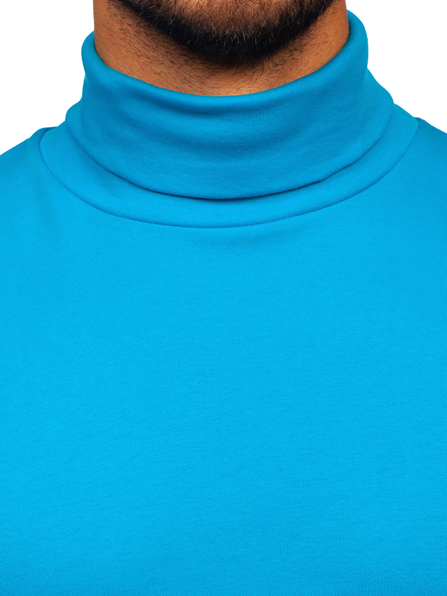 Jersey de cuello alto básico para hombre azul turquesa Bolf 145347-1 ...