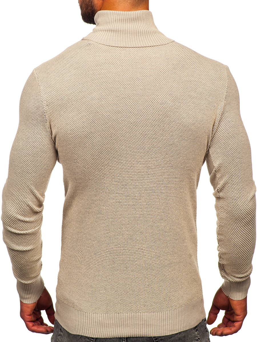Jersey de cuello alto para hombre beige Bolf W2-20125 BEIGE