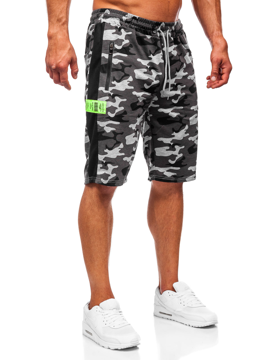 Pantalón corto de chándal camuflaje para hombre gris Bolf HW2636 GRIS