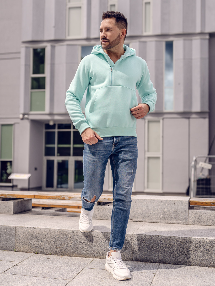Sudadera gruesa con capucha para hombre menta Bolf 02A VERDE MENTA