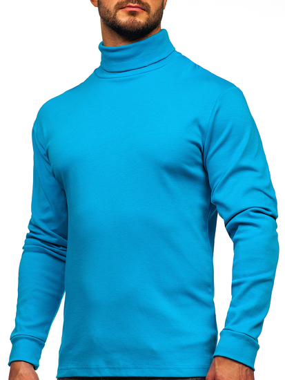 Jersey de cuello alto básico para hombre azul turquesa Bolf 145347-1 ...